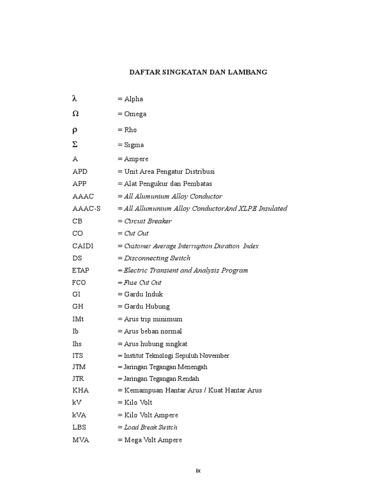 Daftar Singkatan Dan Lambang | PDF