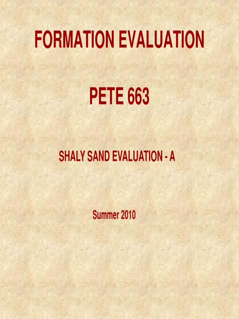Shaly Sand Eval | Clastic Rock | Sandstone