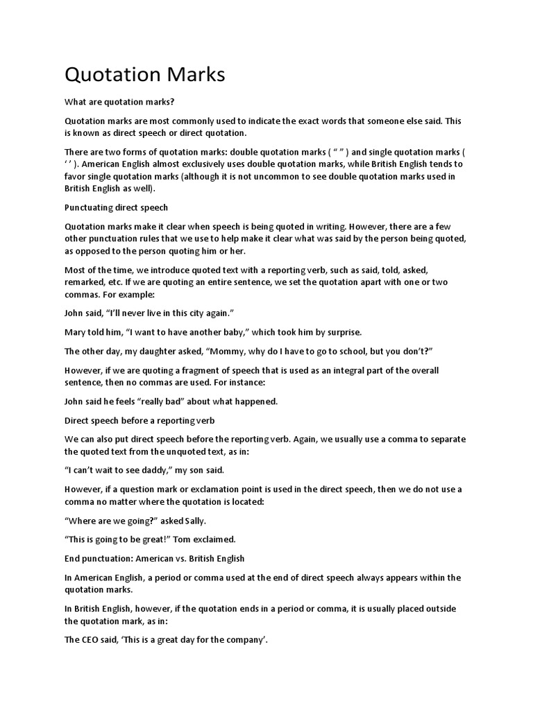 Quotation Marks | PDF | Quotation Mark | Comma