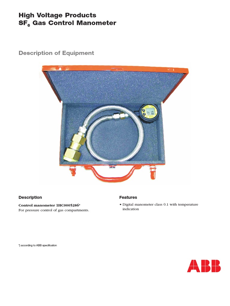 1HC0005286 SF6 Gas Control Manometer | Download Free PDF | Pressure ...
