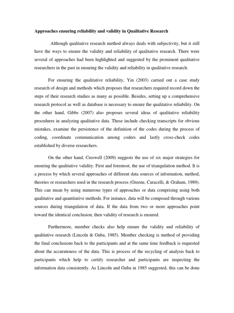 Validity And Reliability Docx Qualitative Research Scientific