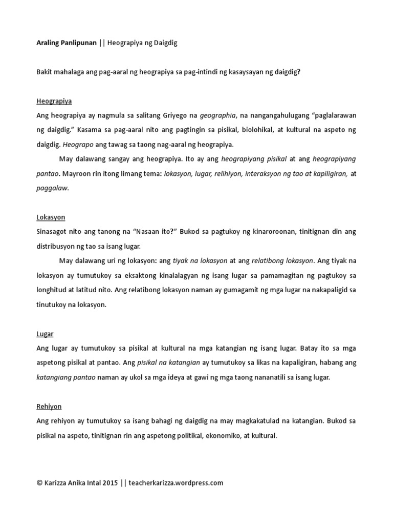 AP 8 Heograpiya NG Daigdig | PDF