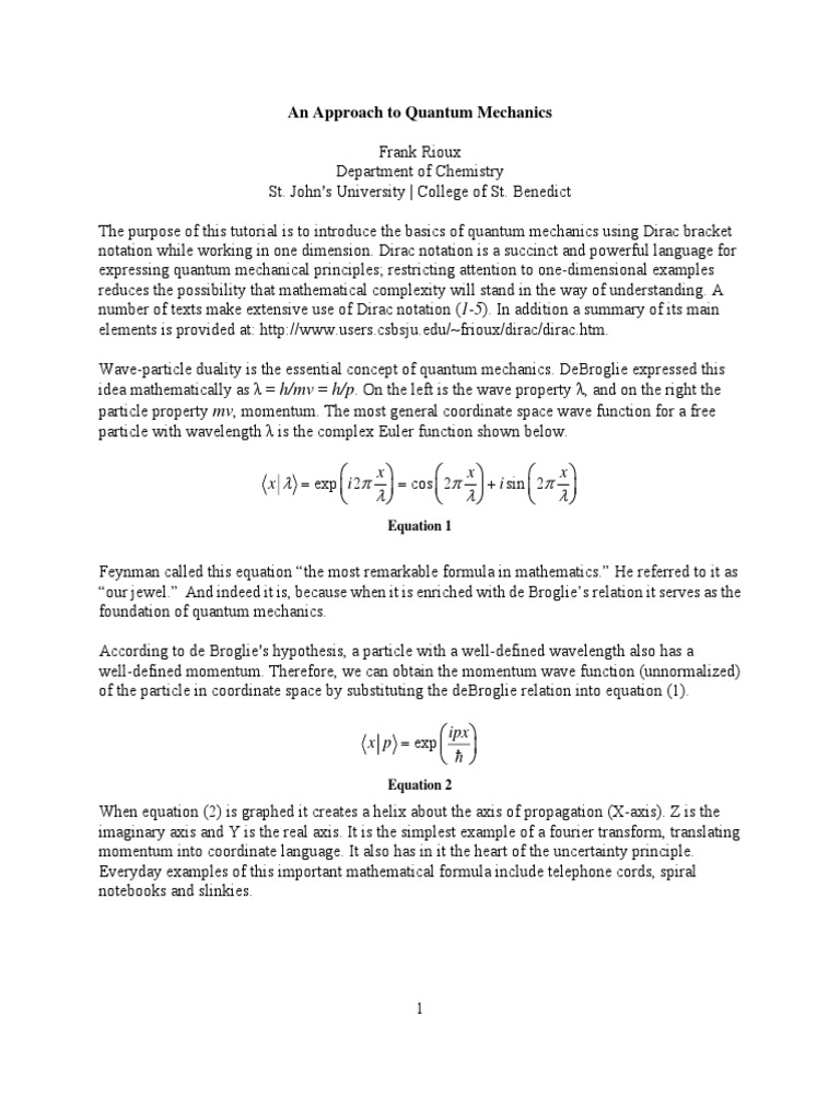 Intro QM Dirac | PDF | Wave Function | Quantum Mechanics
