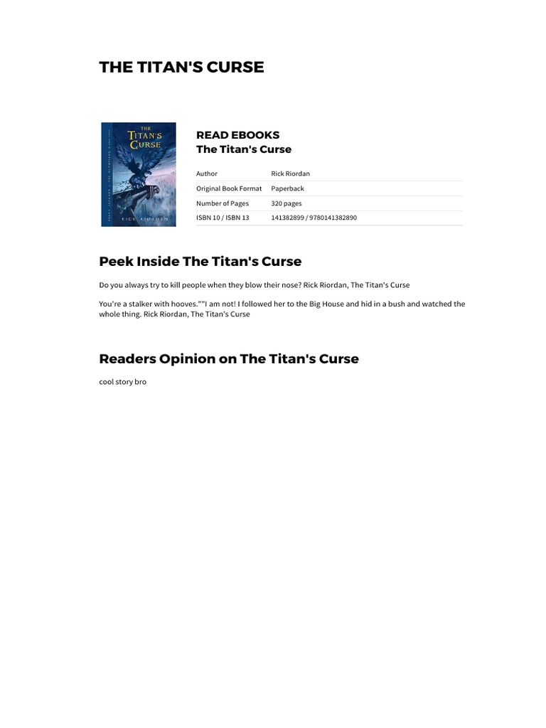 Peek Inside The Titan's Curse | PDF