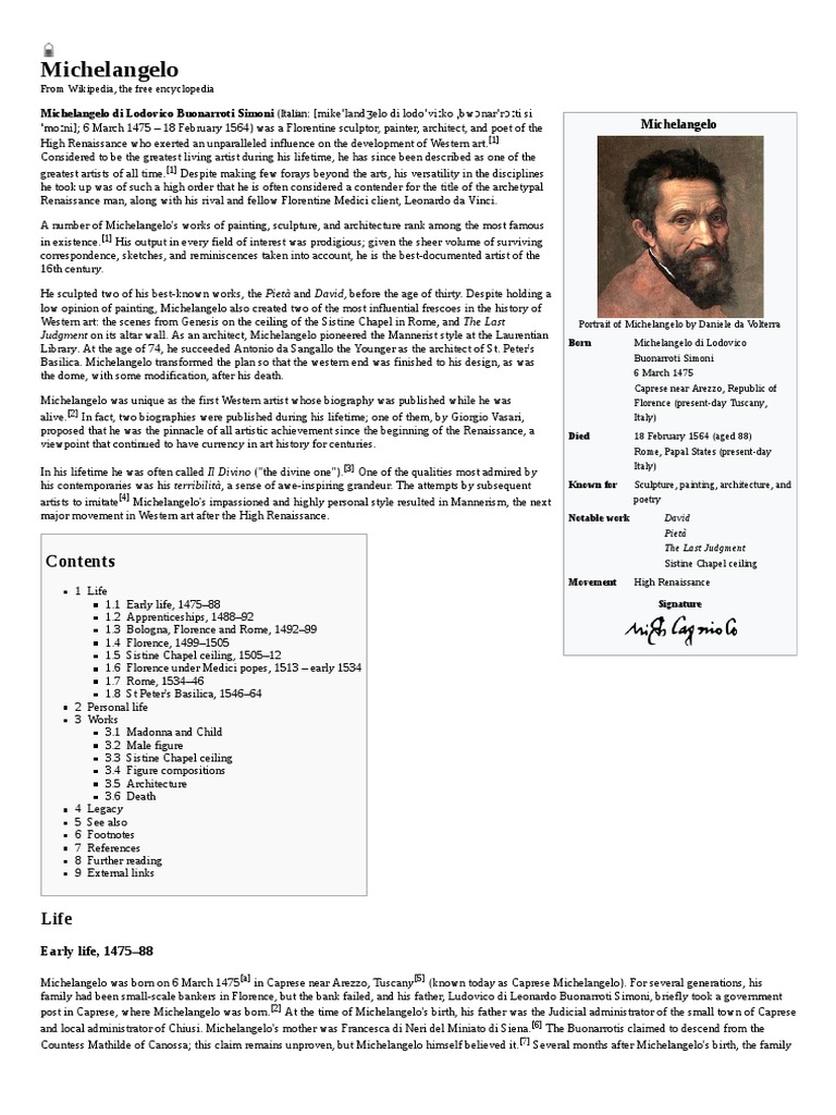 Michelangelo | PDF | Michelangelo | Florence