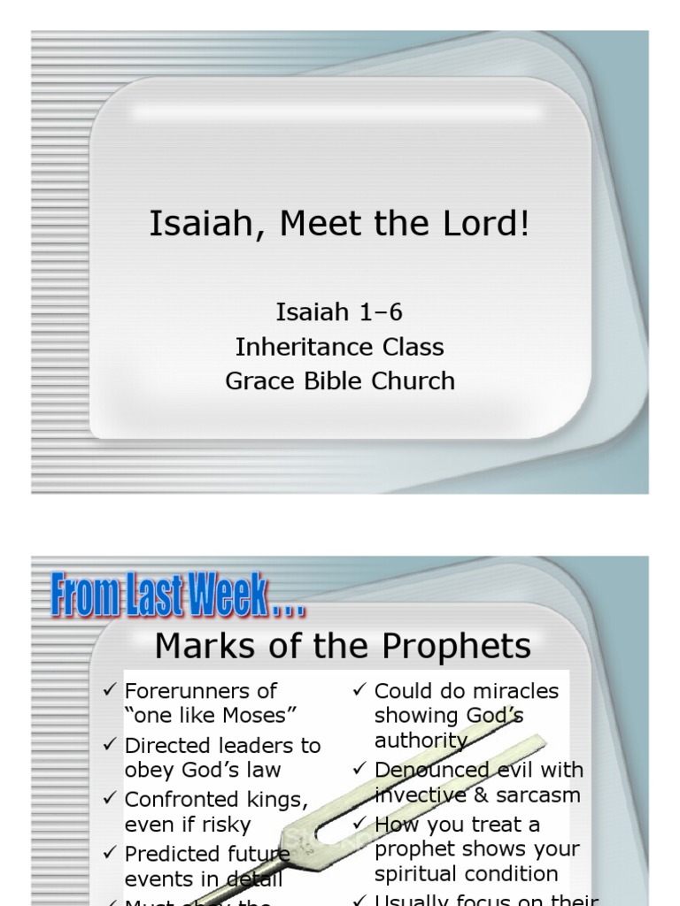Isaiah, Meet The Lord!: Isaiah 1-6 Inheritance Class Grace Bible Church ...