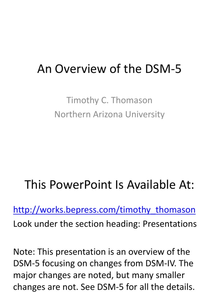 Overview of The DSM 5 | PDF | Dsm 5 | Diagnostic And Statistical Manual ...