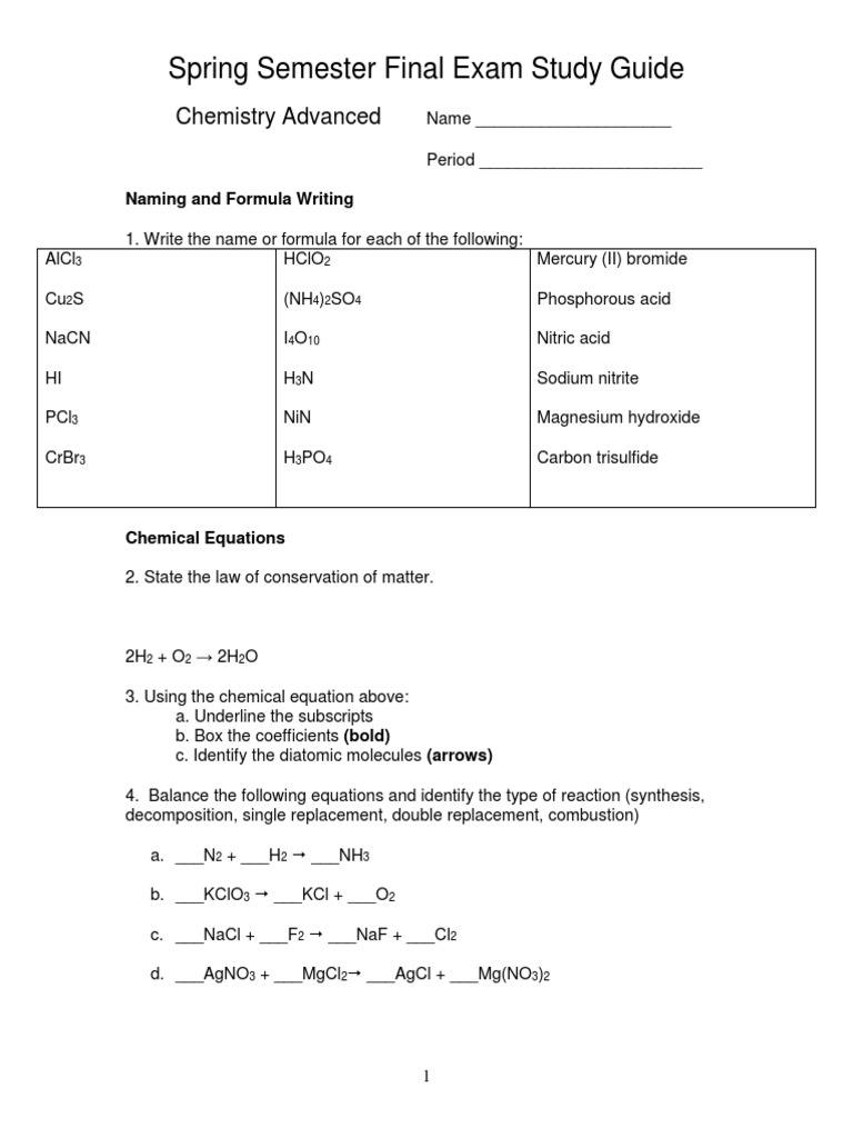 Spring Final Study Guide | PDF | Gases | Ph