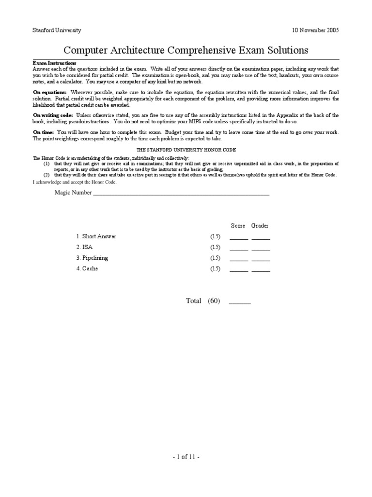 2005 Computer Architecture Solutions | PDF | Cpu Cache | Computer Memory