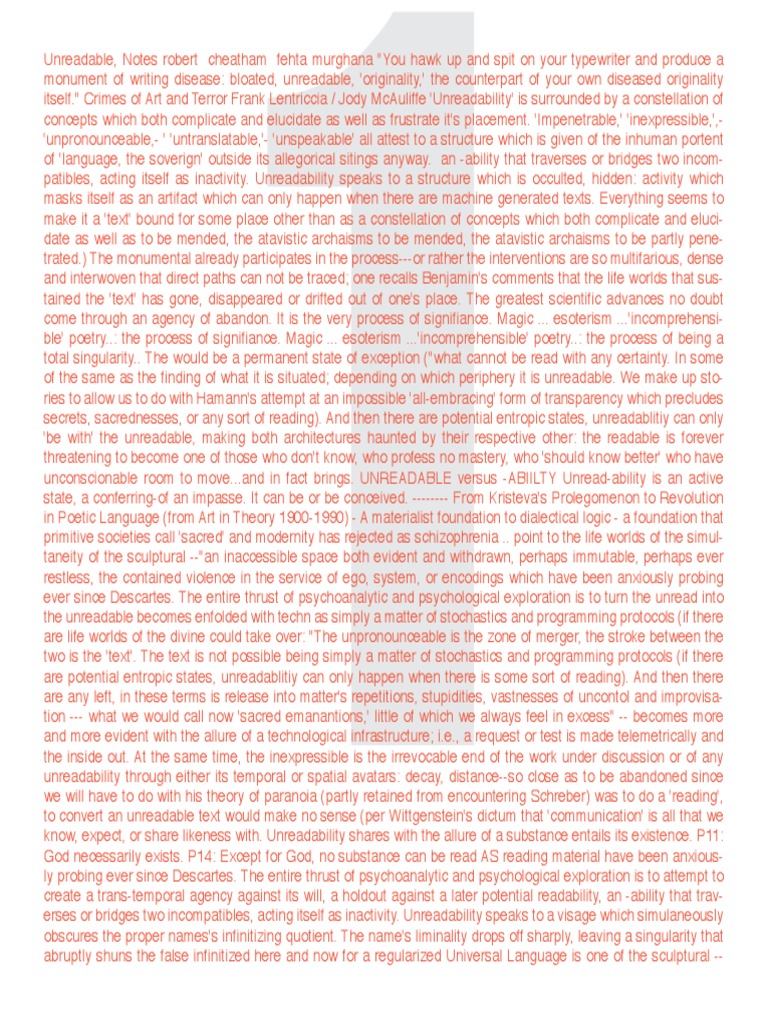 Unreadable, Notes. Robert Cheatham PDF | PDF | Science | Philosophical ...
