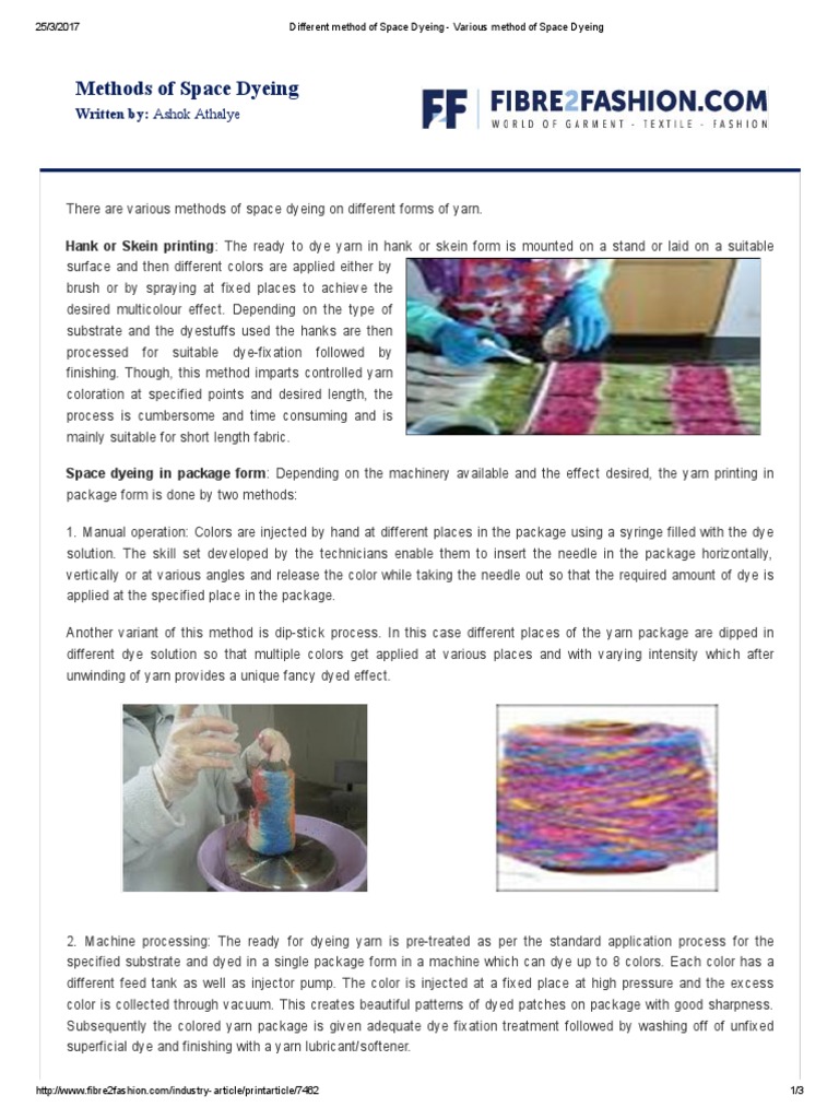 Methods of Space Dyeing Explained | PDF | Dyeing | Knitting