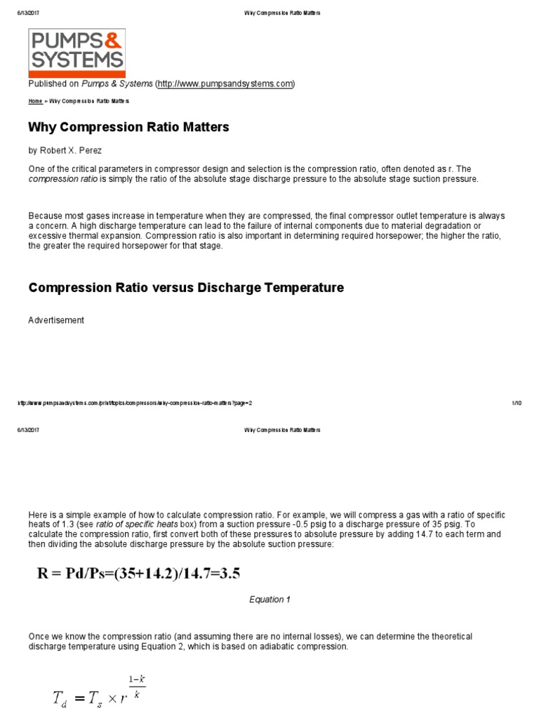 Understanding Compressor Compression Ratio | PDF | Gas Compressor ...