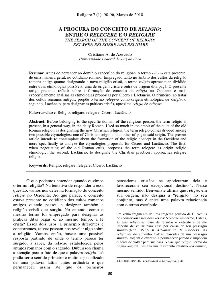 Entre Relegere e Religare: O Conceito de Religio | PDF | Mitologia ...