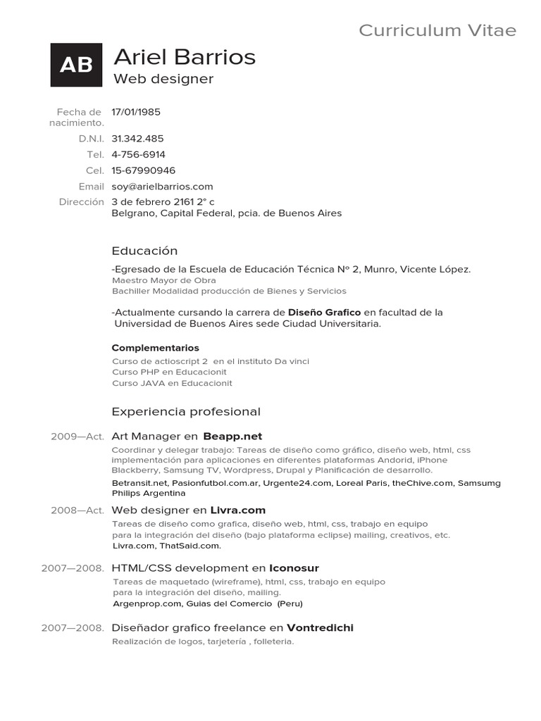 Ariel Barrios CV | PDF