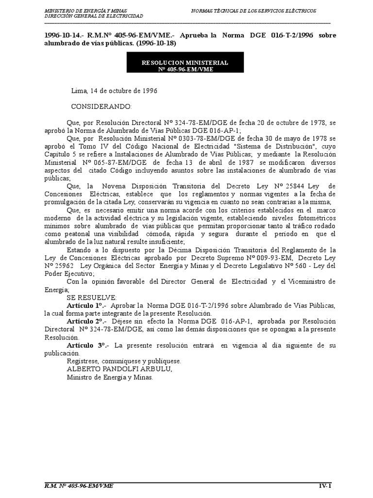 Norma DGE Alumbrado Publico | PDF | Calle | Peatonal