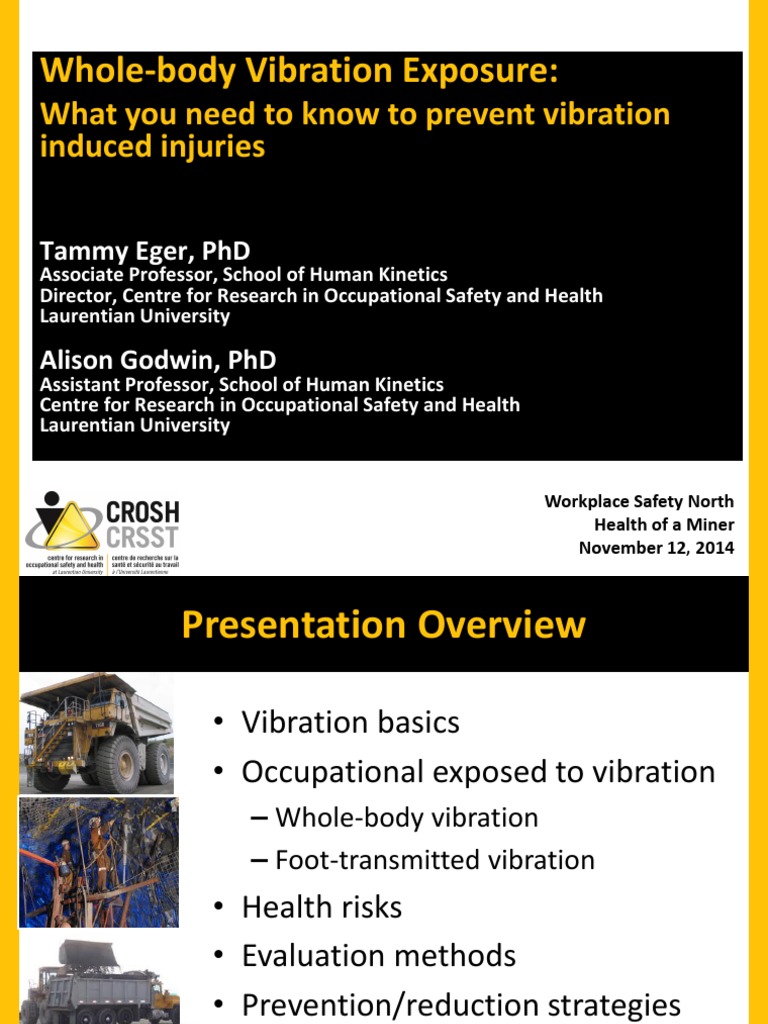 Whole-Body Vibrations Exposure - Dr. Tammy Eger - CROSH | PDF ...