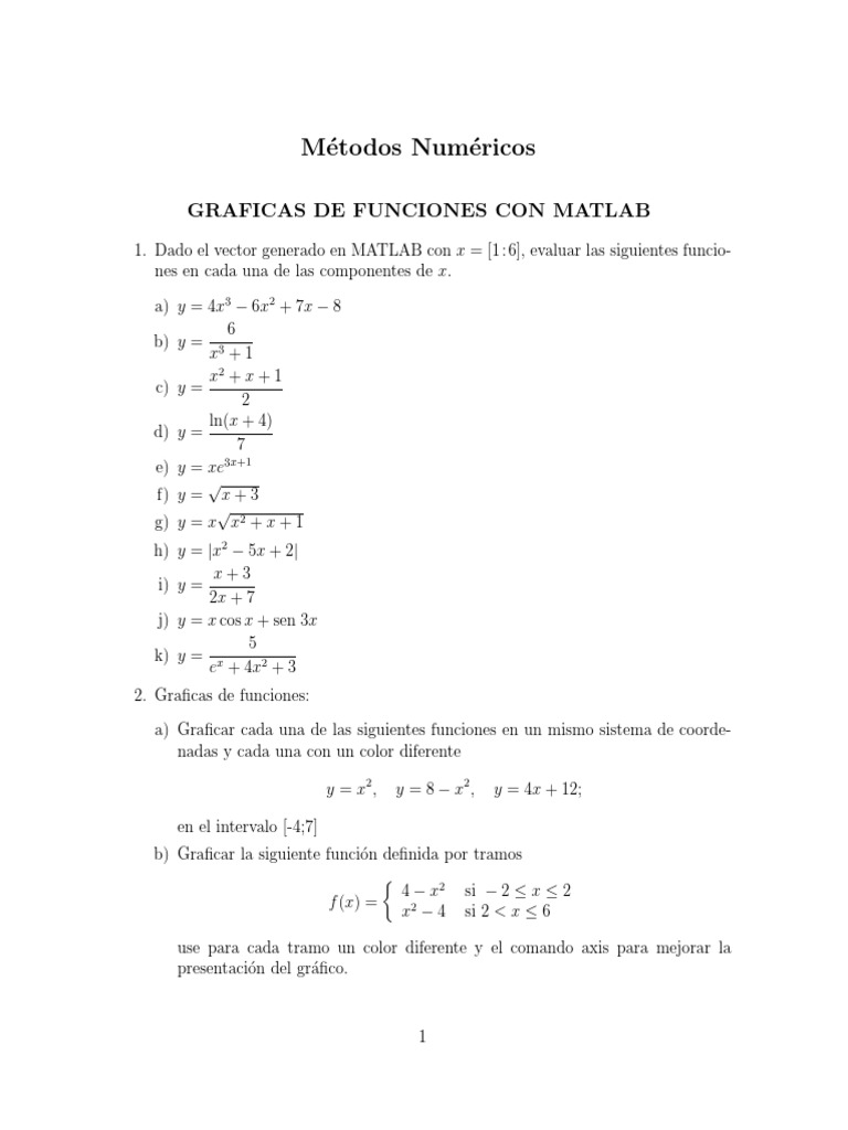 Graficas de Funciones en Matlab PDF | PDF | Análisis | Conceptos matemáticos