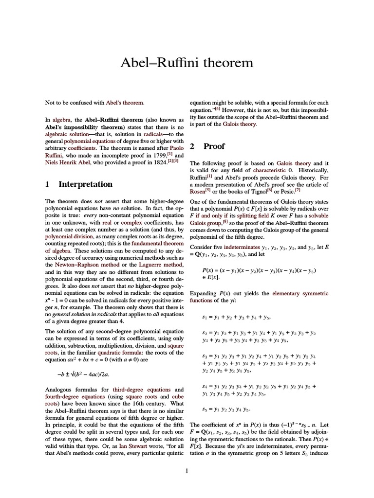 Abel–Ruffini Theorem | Group Theory | Mathematical Objects
