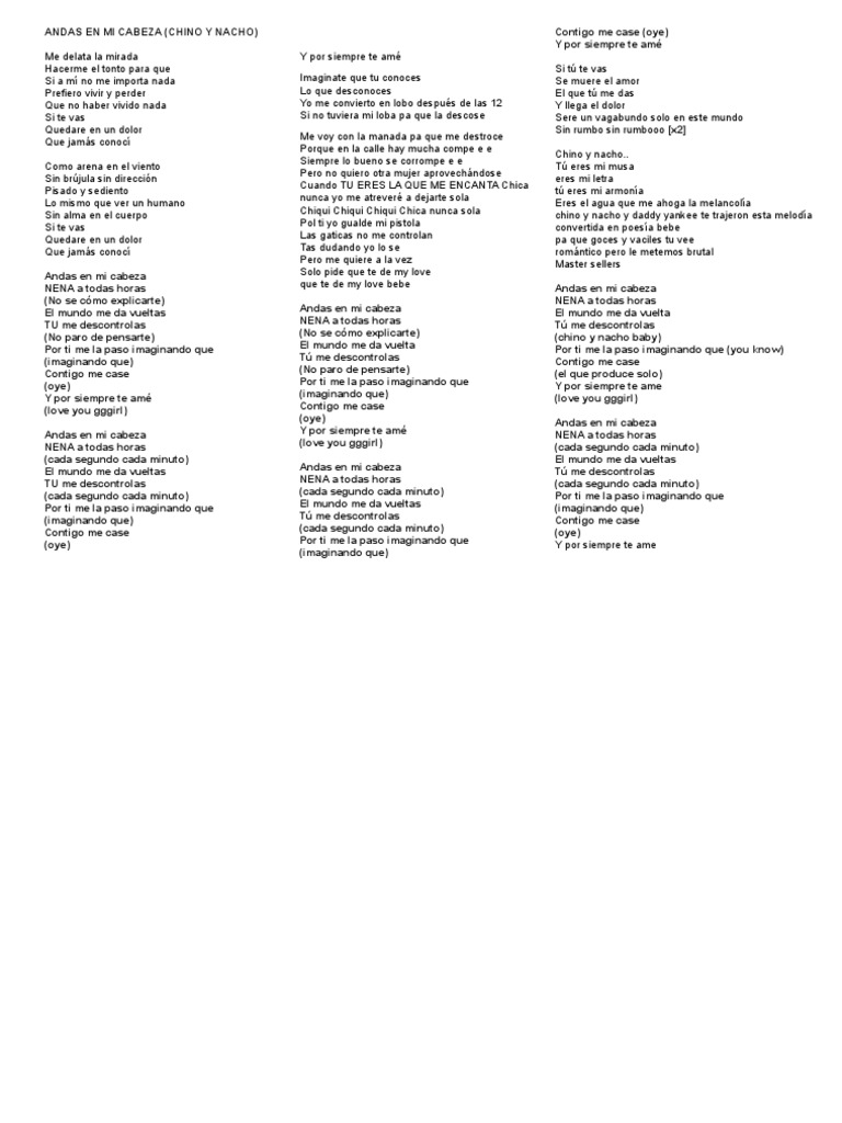 Andas en Mi Cabeza | PDF | Ocio | Entretenimiento (general)