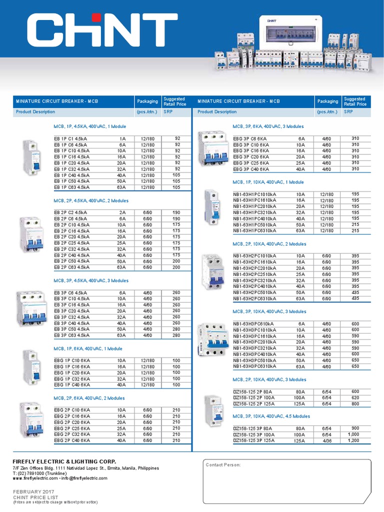 Chint Price List | PDF | Relay | Electrical Components