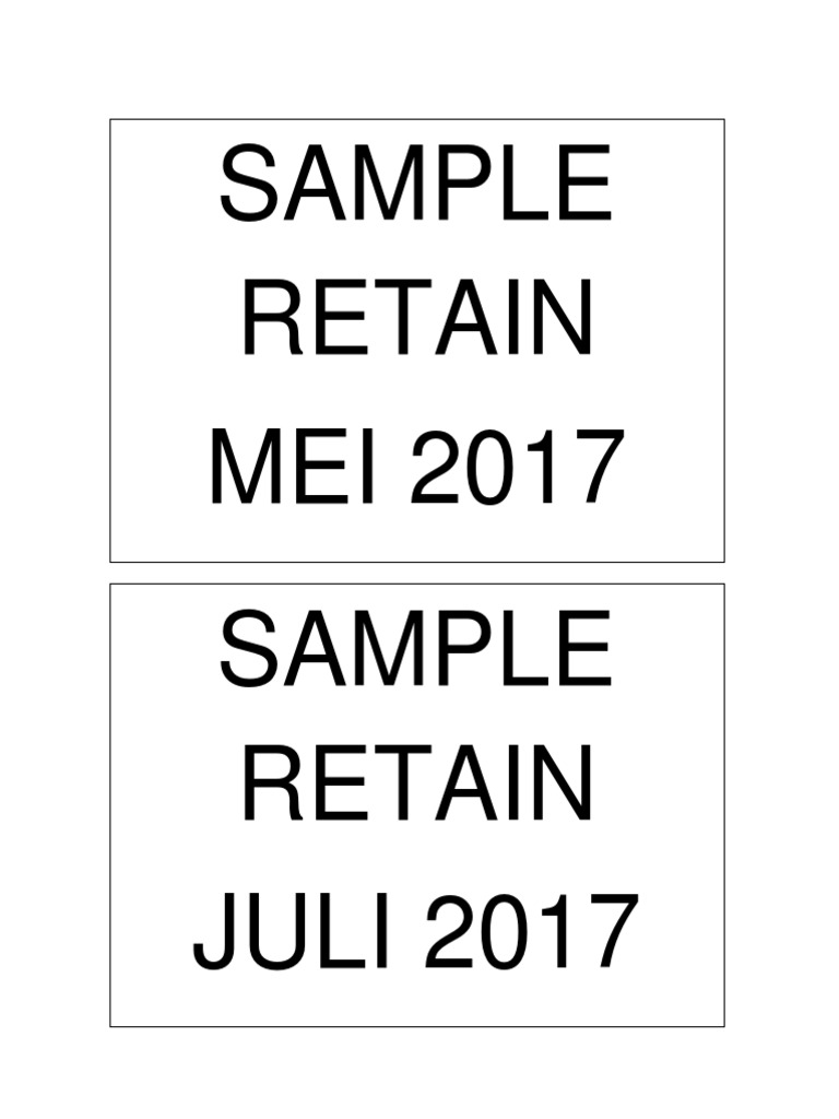 Sample Retain MEI 2017 Sample Retain JULI 2017 | PDF
