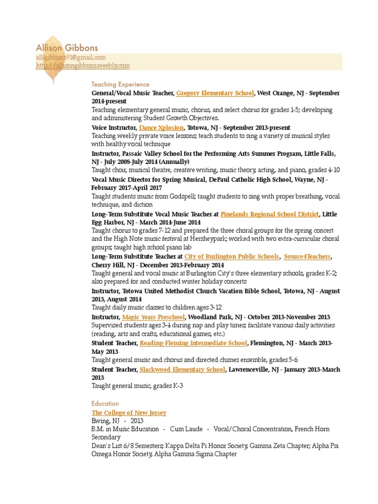 Resume Web June2017 | PDF | Vocal Pedagogy | Choir