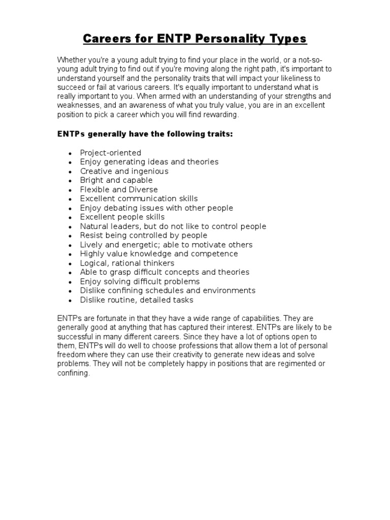 ENTP | Download Free PDF | Creativity | Entrepreneurship