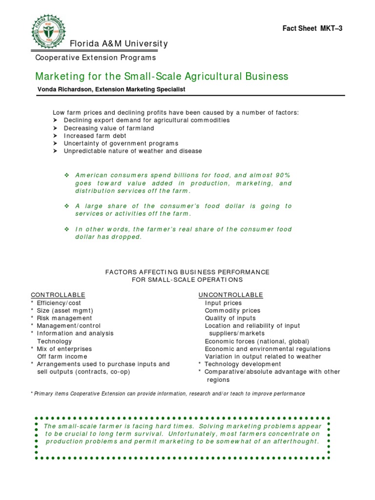 Marketing For The Small-Scale Agricultural Business | PDF | Cooperative ...