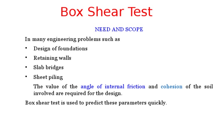 Box Shear Test: Need and Scope | PDF