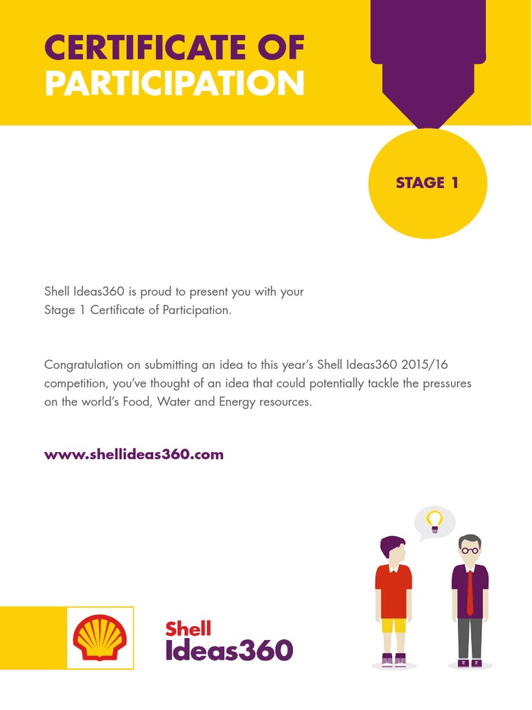 Shell Stage 1 Certificate of Participation | PDF