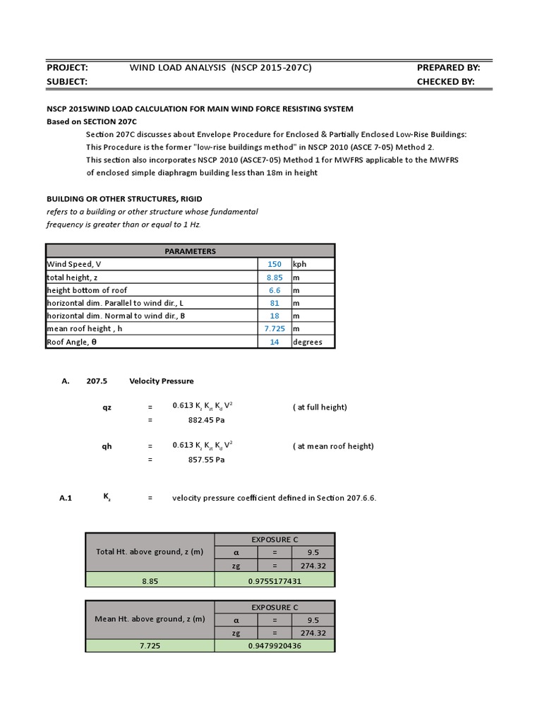 Wind Calculation Method 2 2015 | PDF | Pressure | Metro Manila