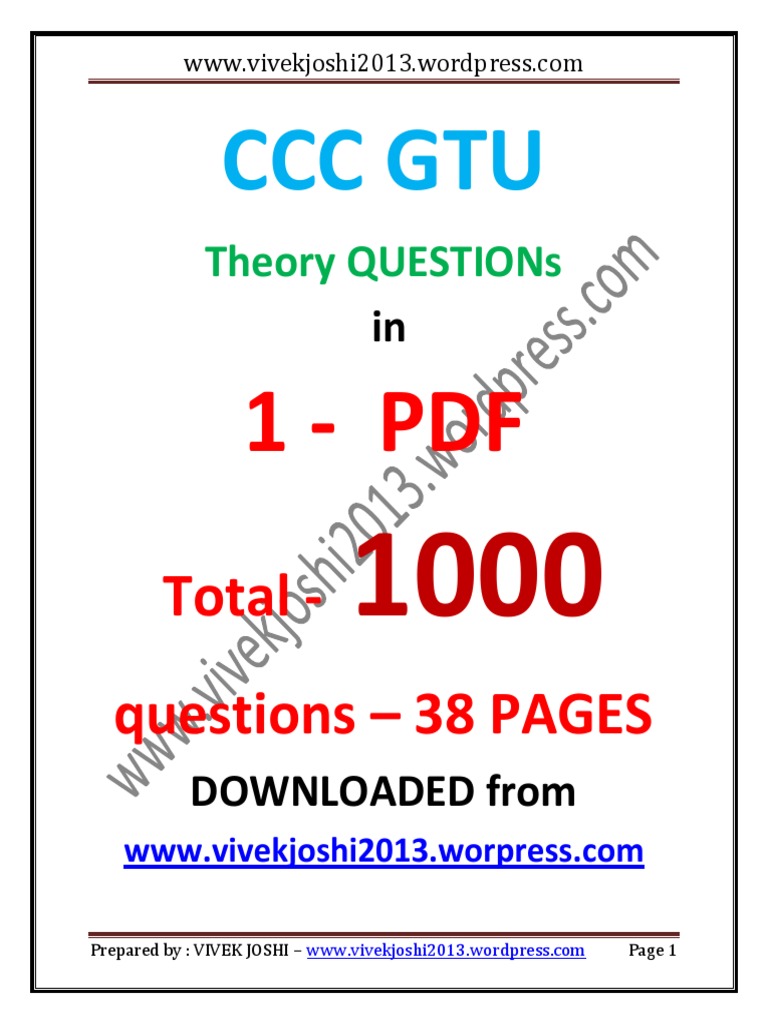 CCC Gtu: Theory Questions | PDF
