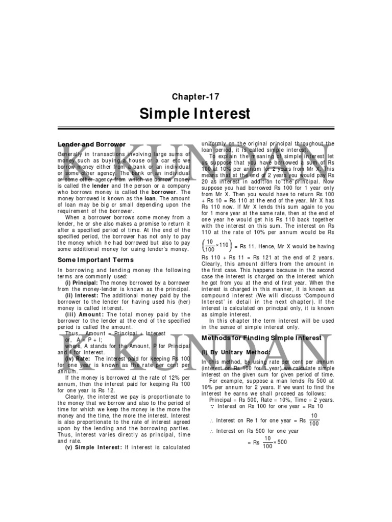 Simple Interest | PDF | Interest | Loans