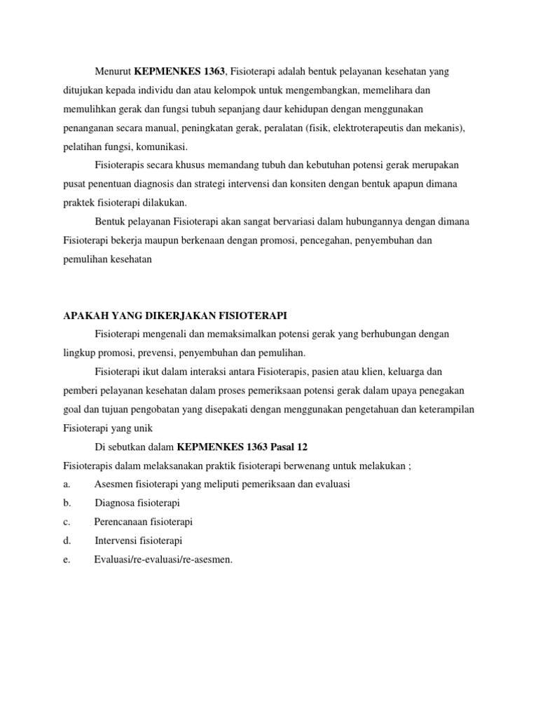 Sop Fisioterapi | PDF