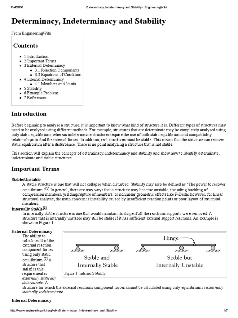 Determinacy, Indeterminacy and Stability - EngineeringWiki | PDF ... Determinacy, Indeterminacy and Stability - EngineeringWiki | PDF ...
