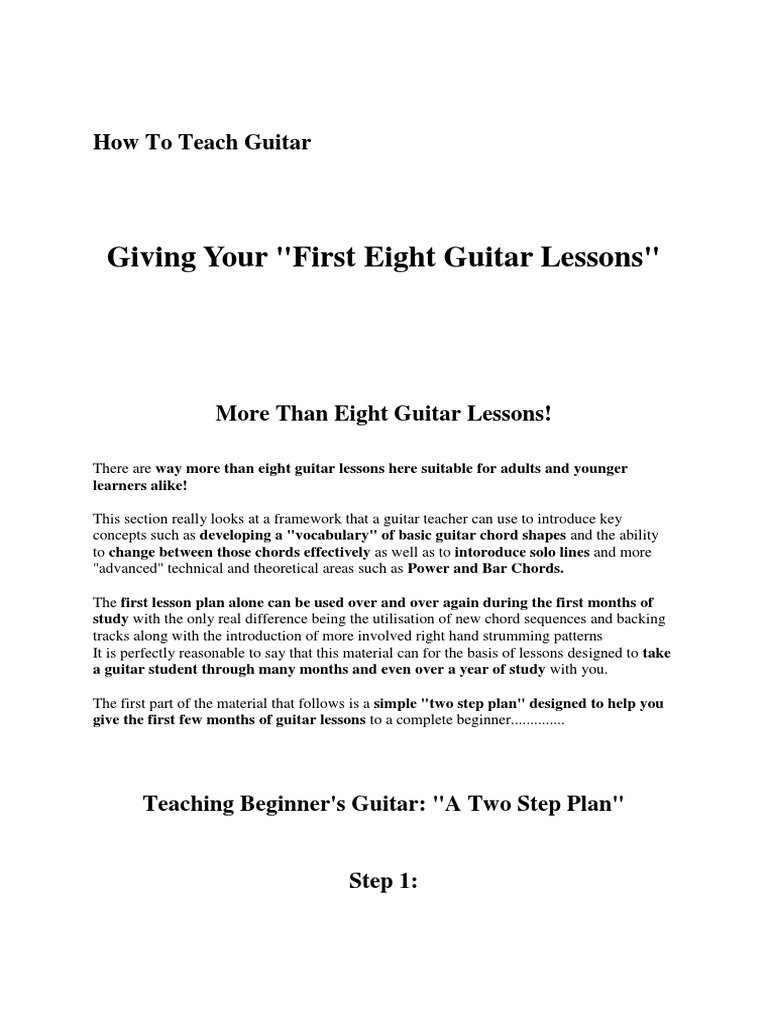 Teaching Beginner Guitar: A Step-by-Step Guide to the First Eight ...