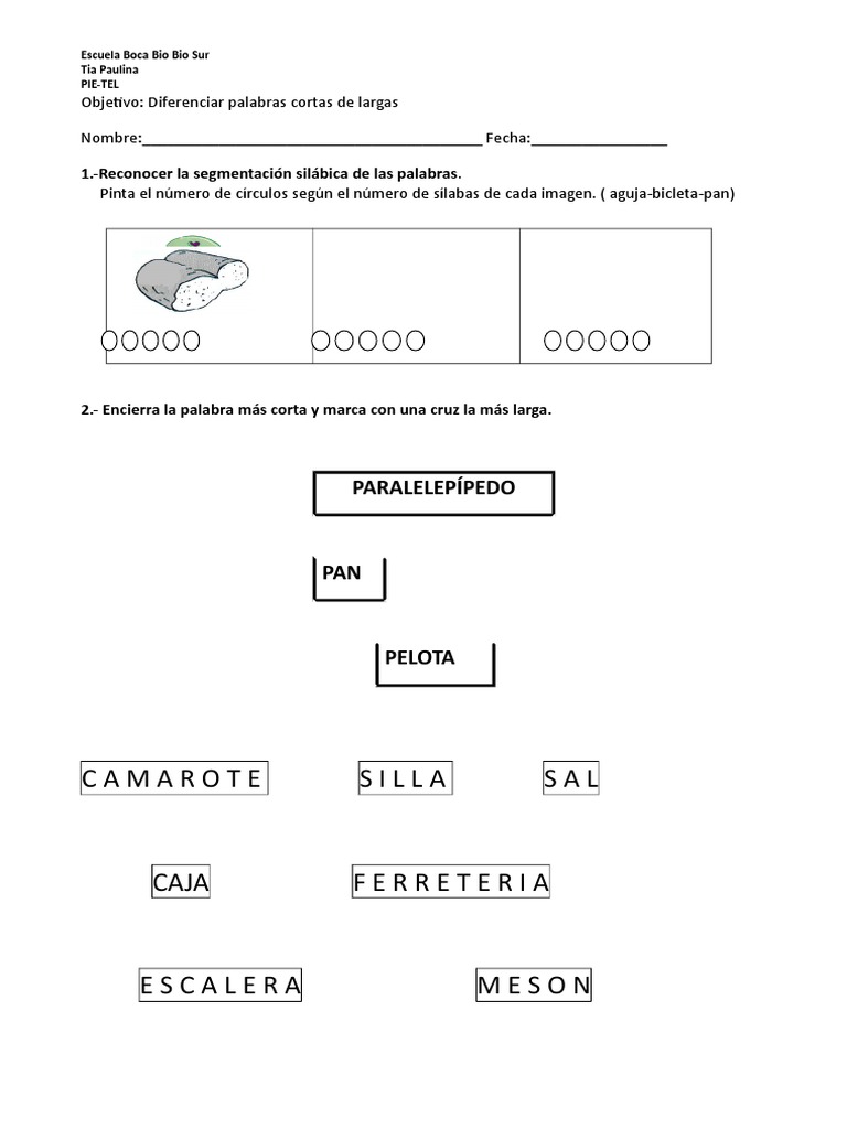 Palabras Cortas y Largas