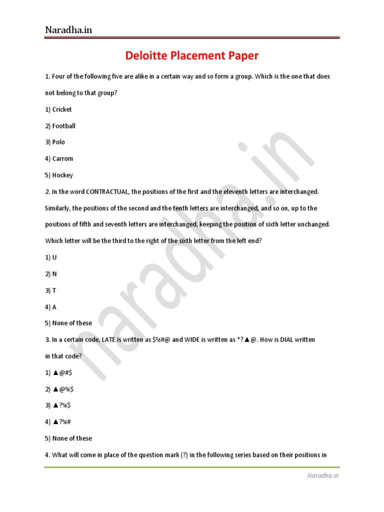 Deloitte Placement Paper 1 | PDF | Number Theory | Mathematical Objects