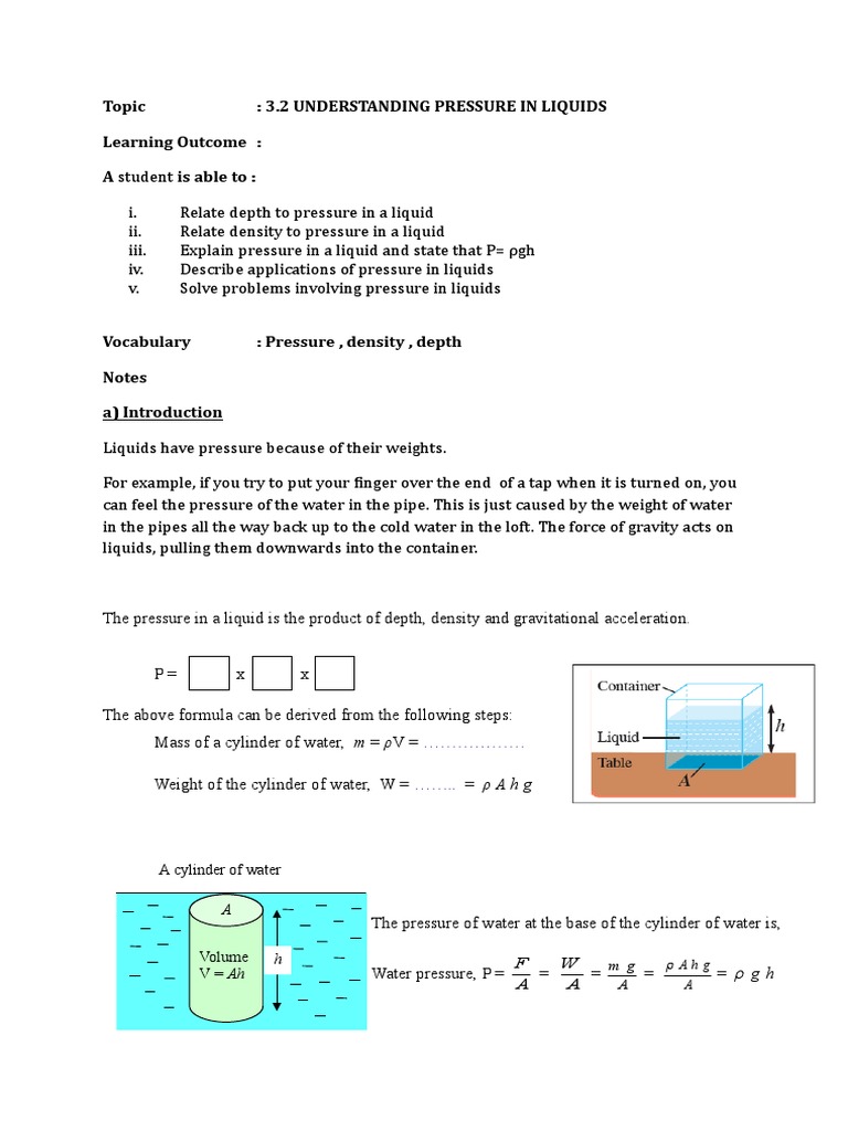 Understanding Liquid Pressure Dynamics | PDF | Pressure | Liquids