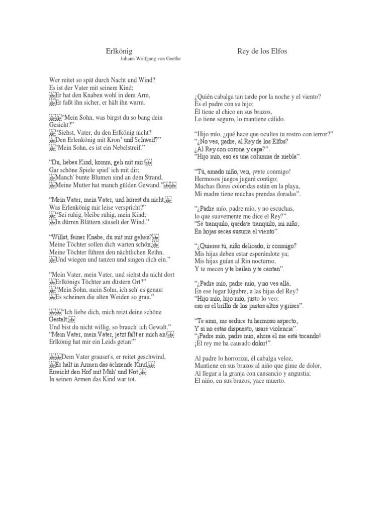 Johann Wolfgang Von Goethe - Erlkönig | PDF