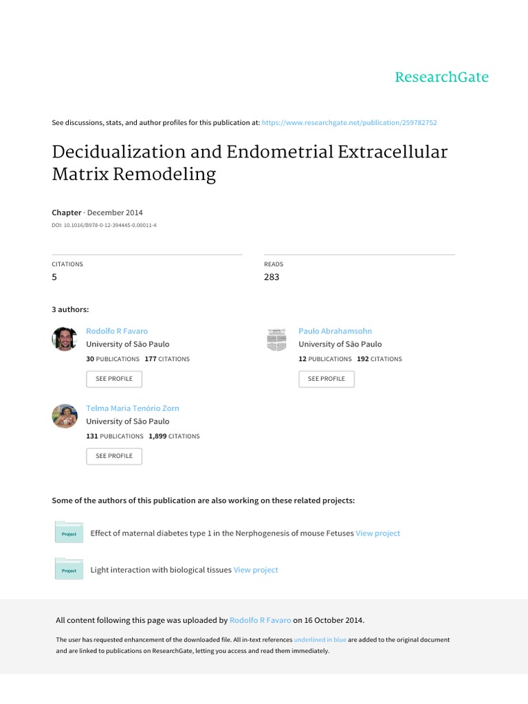 Decidualization and Endometrial Extracellular Matrix Remodeling - 2014 ...