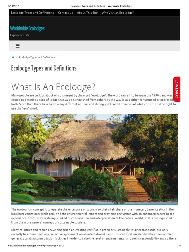 Ecolodge Types and Definitions - Worldwide Ecolodges | PDF | Green ...