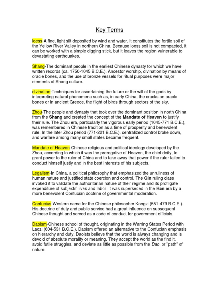 Chapter 2 AP World History Key Terms Lillian Do 10th Grade | PDF ...