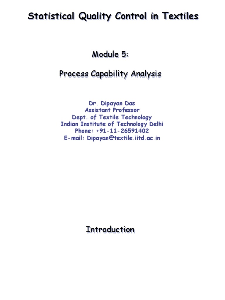 Statistical Quality Control in Textiles: Process Capability Analysis ...
