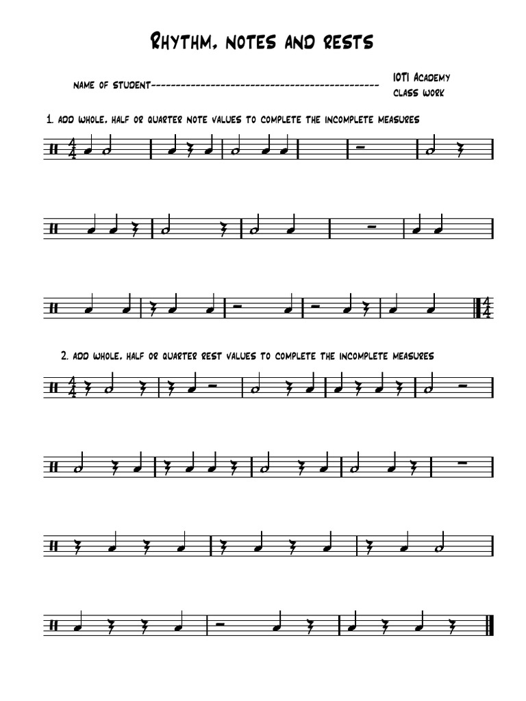 Rhythm, Notes and Rests - Full Score | PDF