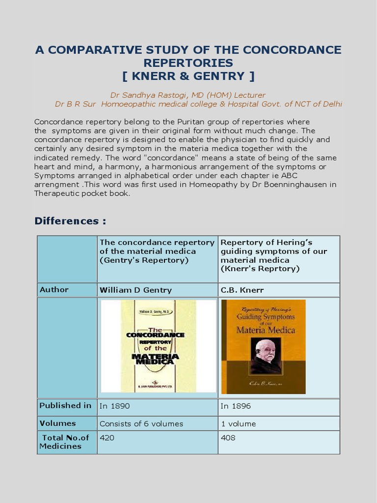 A Comparative Study of The Concordance Repertories (Knerr & Gentry ...