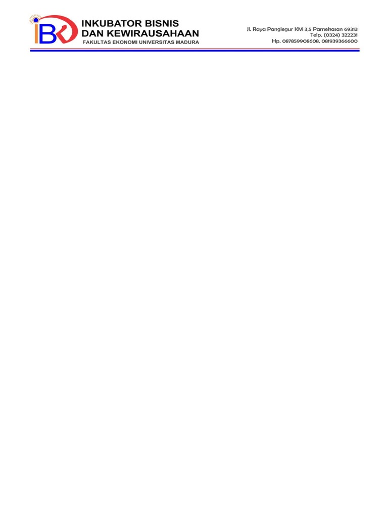 Kop Surat Inkubator Bisnis Kewirausahaan (IBK) 2 | PDF