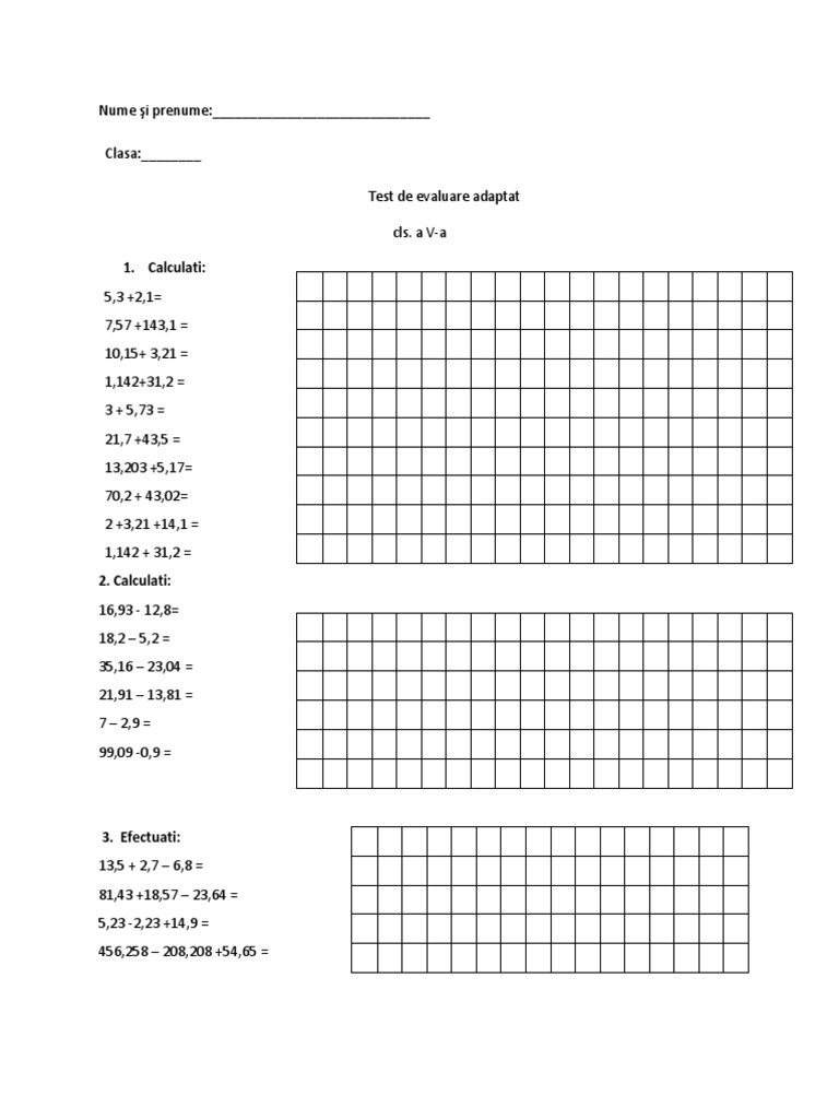 Test de Evaluare Matematica Cls A V A Fractii Nivel II | PDF