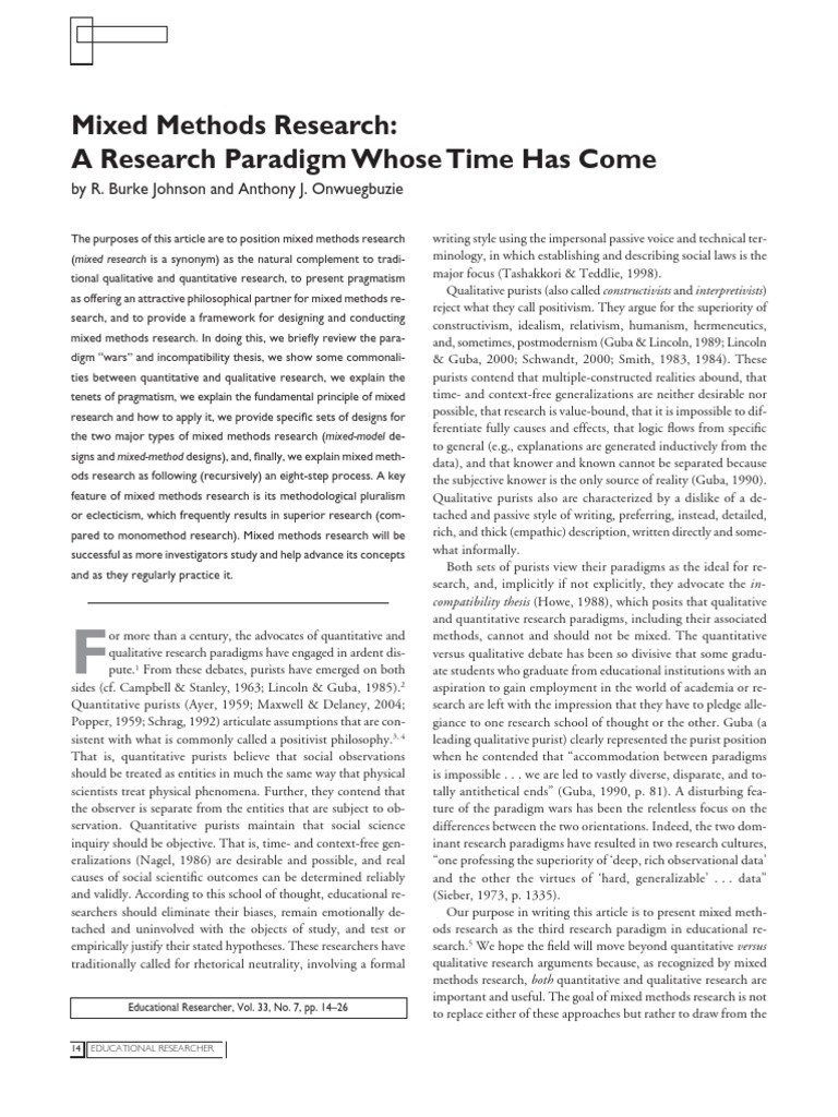 Mixed Methods Research.pdf | Pragmatism | Qualitative Research