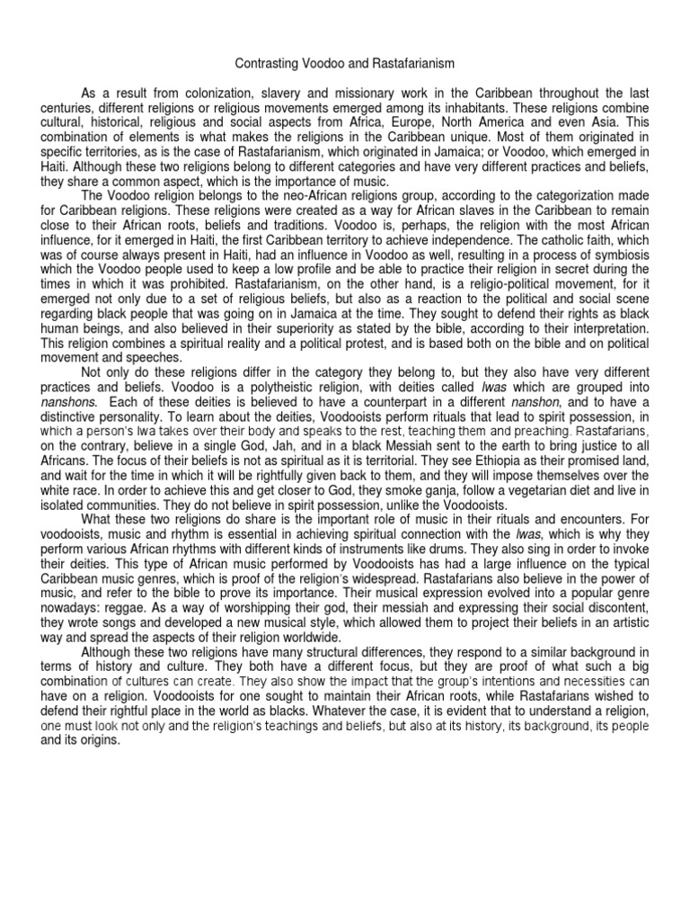 Caribbean Religions: Voodoo vs. Rastafari | PDF | Haitian Vodou | Caribbean